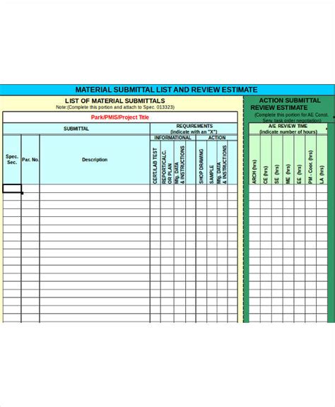 Material Estimate Template