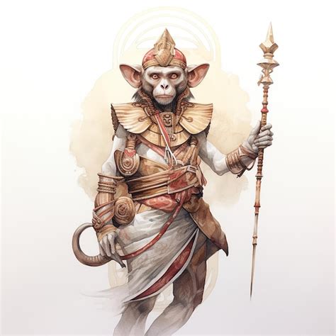 Premium Ai Image Monkey Warrior Water Color