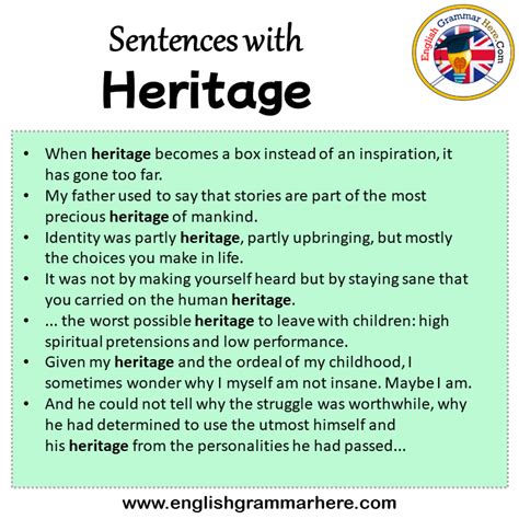 Sentences With Heritage Heritage In A Sentence In English Sentences
