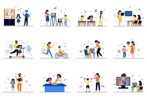 Learning Process Concept With Tiny People Scenes Set In Flat Design