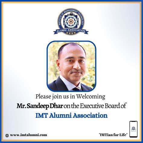 Please Welcome Mr Sandeep Dhar 1988 Batch Imt Alumni Association 13 Comments