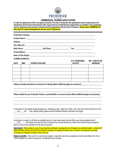 Fillable Online Commercial Filming Application Fax Email Print Pdffiller
