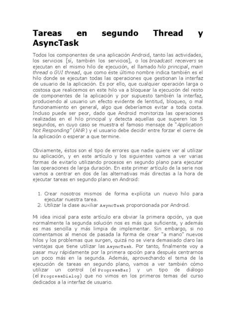 Tareas En Segundo Plano Asynctask Descargar Gratis Pdf Hilo