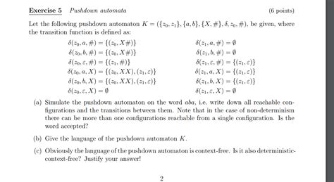 Solved Exercise 5 Pushdown Automata 6 Points Let The