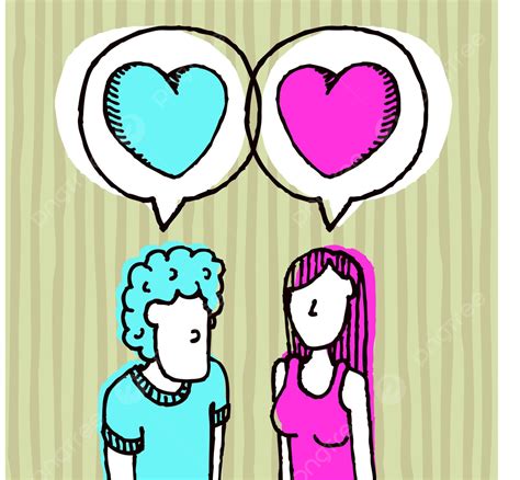 Couple In Lovetwo Hearts Pencil Drawing Multi Colored Communication Vector Pencil Drawing