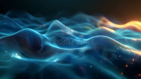 Abstract Blue Digital Waves With Glowing Particles Stock Image Image Of Mesmerizing Particle