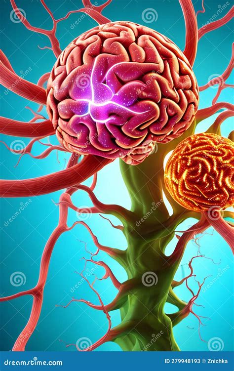 A Microscopic Look At The Intricate Neural Pathways Of The Brain Stock