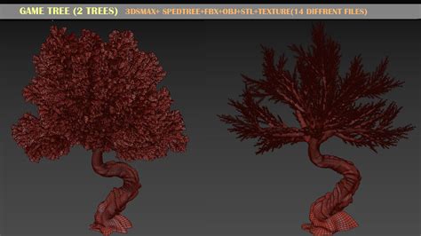 Artstation Game Tree 2 Trees 3dsmax Spedtree Fbx Obj Stl Texture 14 Diffrent Files