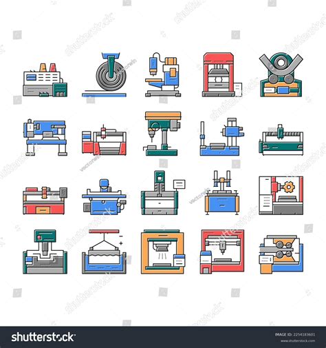 Metal Working Machine Collection Icons Set Stock Vector Royalty Free 2254183601 Shutterstock
