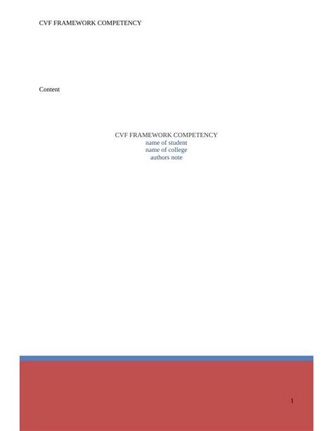 Cvf Framework Competency