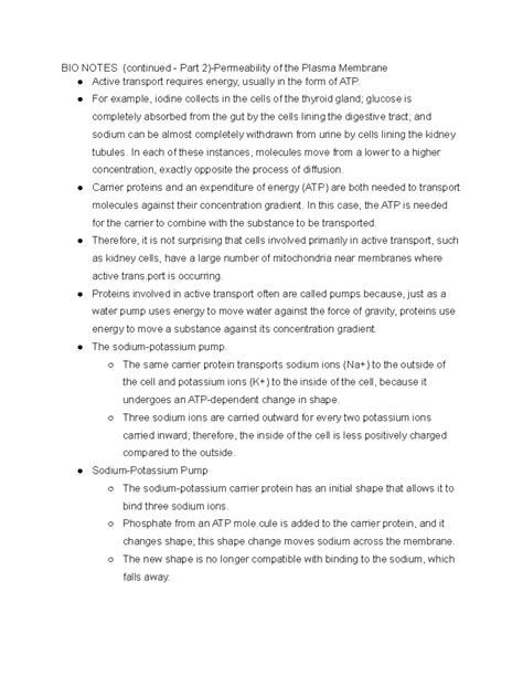 Bio Notes Permeability Of The Plasma Membrane Part 2 Bio Notes Continued Part 2