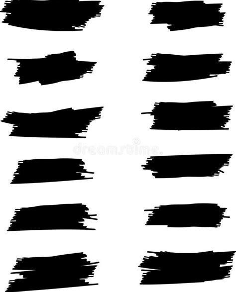 Highlighter Line Marker Strokes Lines Vector Watercolor Hand Drawn Highlight Set Stock Vector