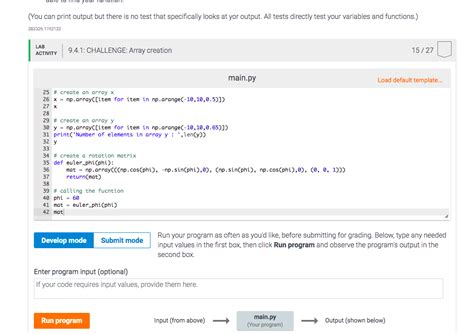 solved 9 4 challenge array creation in the challenge
