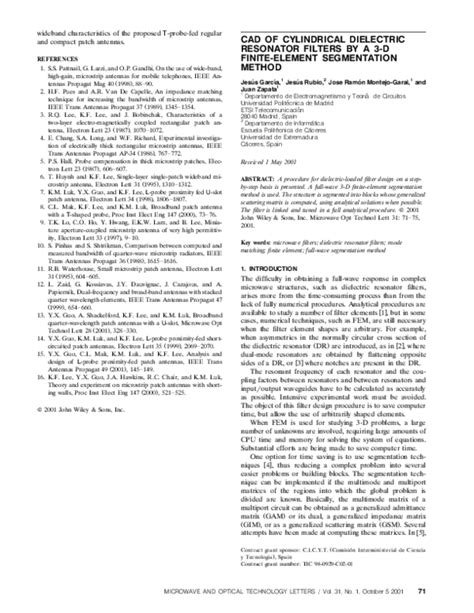 pdf cad of cylindrical dielectric resonator filters by a 3 d finite