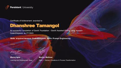Dhanshree Tamangol On Linkedin Genai Amazoncodewhisperer Ai Aicertification