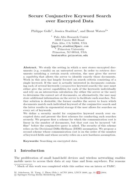 Secure Conjunctive Keyword Search Over Encrypted Data Pdf