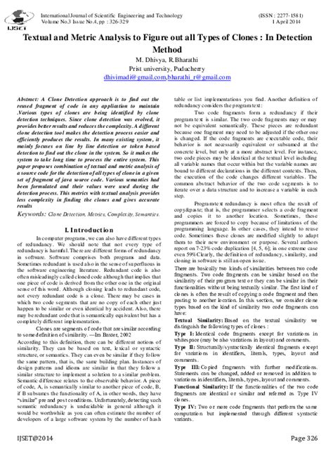 Pdf Textual And Metric Analysis To Figure Out All Types Of Clones In