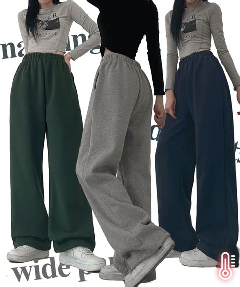 11할인 도톰기모밑단스트링 쭈리 와이드핏 트레이닝팬츠 에이블리