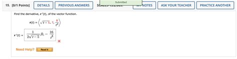 Solved Find The Derivative R T Of The Vector Function Chegg