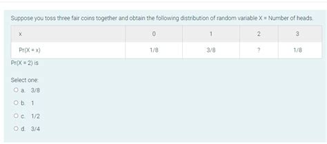 solved suppose you toss three fair coins together and obtain