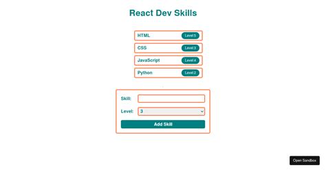 React Dev Skills Codesandbox