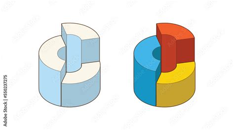 Donuts Pie Chart Icons Isolated On The Background D Isometric Diagram Vector Illustration