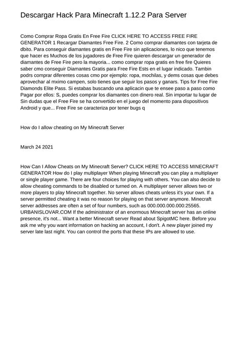 Descargar Hack Para Minecraft 1122 Para Serverinfoopdfpdf Docdroid