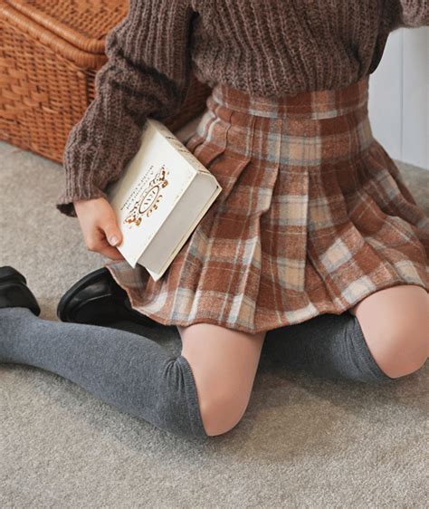 속바지안감모직 메리모직체크테니스스커트 키140150160 키작녀 학생 10대 겨울 테니스스커트 주름치마 체크 A라인 모직 스커트 에이블리