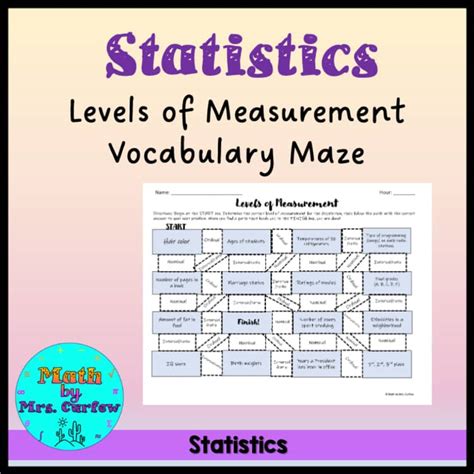 Statistics Levels Of Measurement Maze By Math By Mrs Curfew Tpt