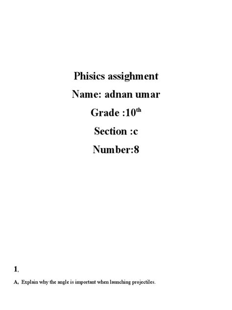 Phisics Assighment Pdf Force Gravity