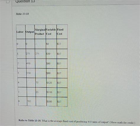 solved question 13 table 13 18 refer to table 13 18 what is