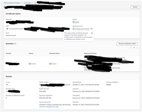 Certificate Renewal Status Is Pending Auto Renewal But Domain Renewal