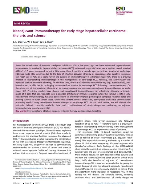 Pdf Neoadjuvant Immunotherapy For Early Stage Hepatocellular