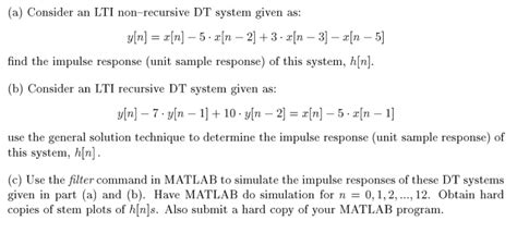 solved consider an lti non recursive dt system given as