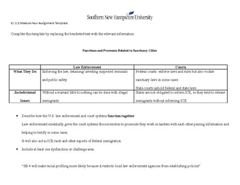 CJ Module Four Assignment Template CJ Module Four Assignment Template Complete This