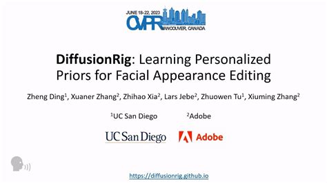 Diffusionrig Learning Personalized Priors For Facial Appearance Editing Cvpr 2023 Youtube