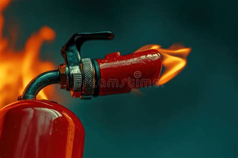 Man Using Fire Extinguisher To Fight Flames in Closeup View Stock Illustration - Illustration of ...