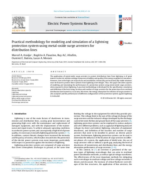 Pdf Practical Methodology For Modeling And Simulation Of A Lightning Protection System Using