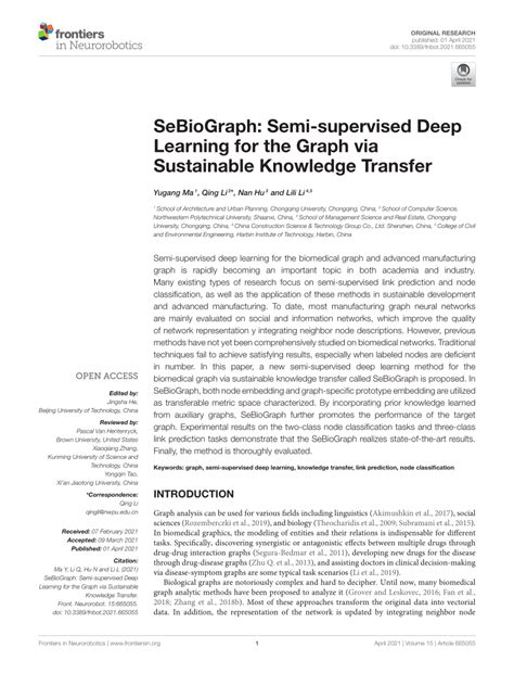 PDF SeBioGraph Semi Supervised Deep Learning For The Graph Via Sustainable Knowledge Transfer