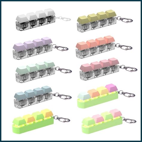Keyboard Button Fidget Toy Clicker Keychain 4 Button Finger Keyboard Fidget Toys Sensory Keyring