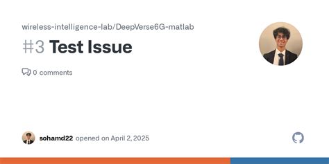 Test Issue · Issue 3 · Wireless Intelligence Labdeepverse6g Matlab