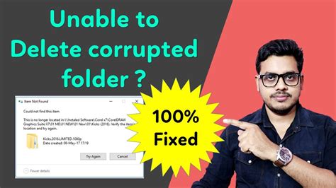 How To Delete Corrupted Folder In Windows 10 Could Not Find This Item Error Cant Delete