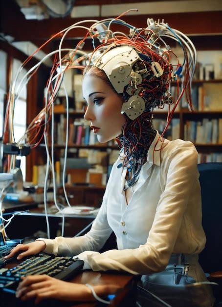 Premium Photo Illustration Of Human Robot Worker