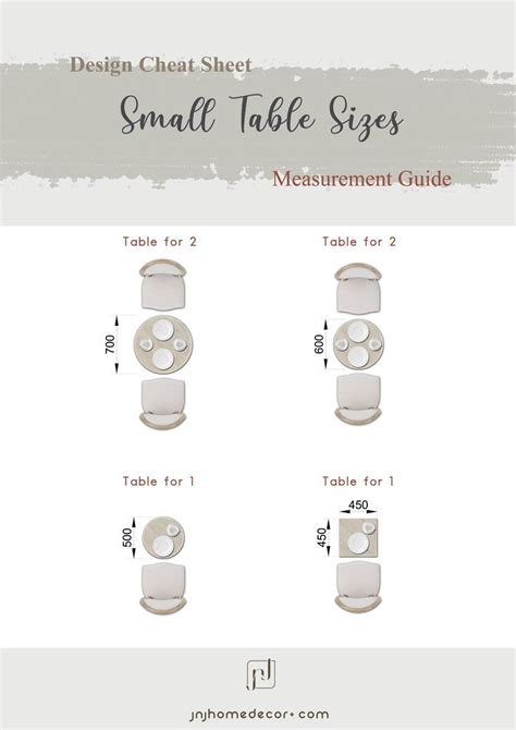 The Measurements Guide For Small Table Sizes With Instructions On How