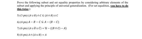 Solved Prove The Following Subset And Set Equality