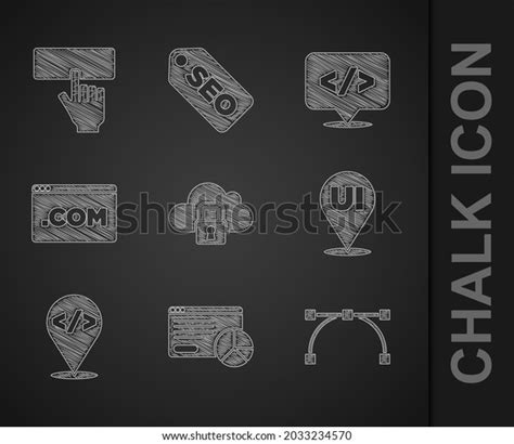 set cloud computing lock website statistic stock vector royalty free