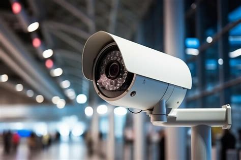 Premium Photo Surveillance Camera Mockup In Airport Terminal