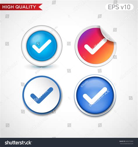 Colored Icon Or Button Of Check Symbol With Royalty Free Stock Vector 609270383 Avopix Com