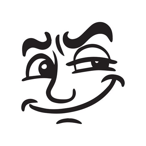 Retro Cartoon Face Clipart Facial Expression Outline Design Silly
