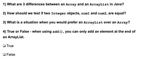 Solved What Are Differences Between An Array And An Chegg Com